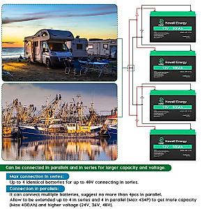 HWE 12V Battery, 12V 100Ah Lithium Battery 4000~8000 Cycles Rechargeable Deep Cycle Battery Built-in 100A BMS for RV Camper, Marine, Solar Energy Storage, UPS Battery Replacement