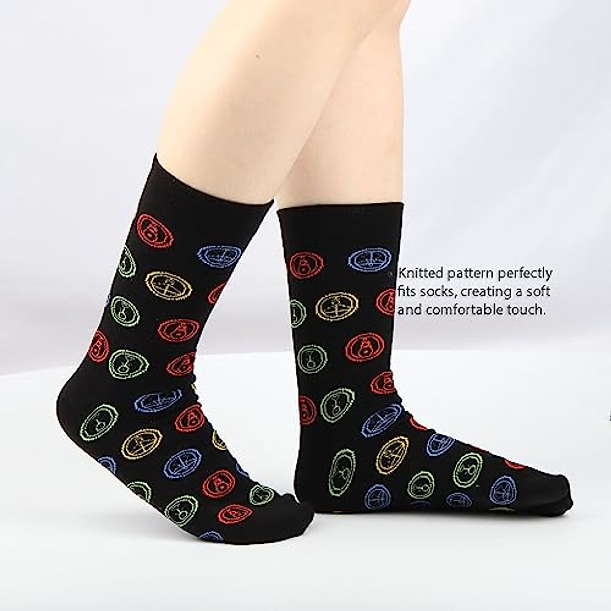 TOBGBE 2 Pairs Owl House Glyph Socks Owl House Fire Ice Plant Light Glyph Gift Owl House Fans Gift (Glyph Socks)