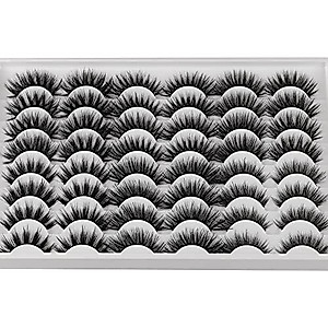 Ruairie 24 Pairs False Eyelashes Natural Look Wispy Fake Eyelashes Pack 6 Styles Mixed Natural Mink Lashes Fluffy 16-20MM False Lashes Bulk