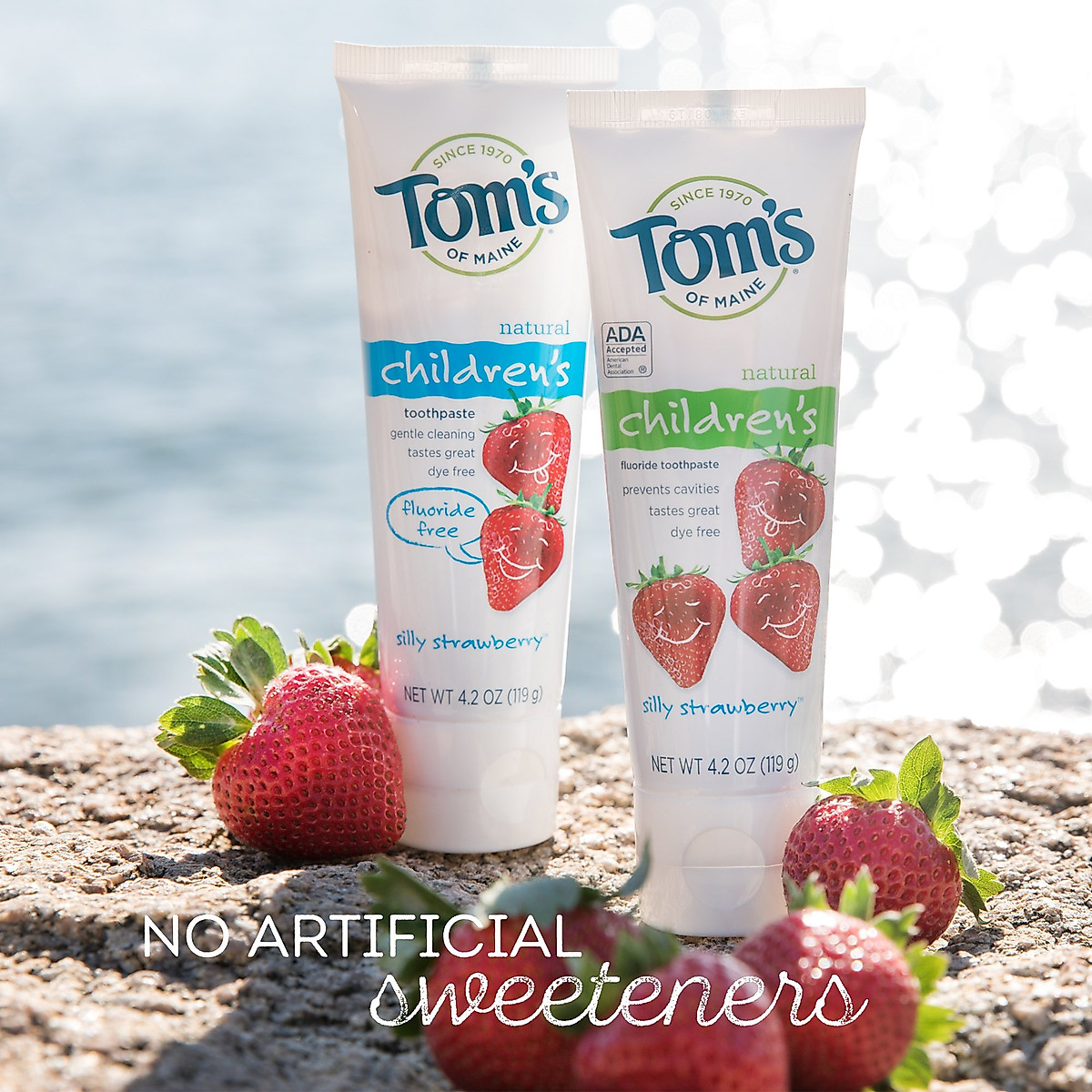 Tom's of Maine Natural Children's Fluoride-Free Toothpaste, Silly Strawberry, 4.2 Oz(Pack of 3)