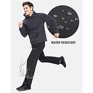 BALEAF Men's Fleece Lined Sweatpants Winter Athletic Workout Cold Weather Thermal Warm Open Bottom Pants with Zipper Pockets Black S