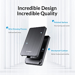 ORICO Hard Drive Enclosure 2.5'' Type C USB 3.1 Gen 1 to SATA 6Gbps External HDD Enclosure for SATA III SSD HDD 9.5/7mm External Hard Drive Case Compatible with PC, Laptop, TV, PS4, Xbox