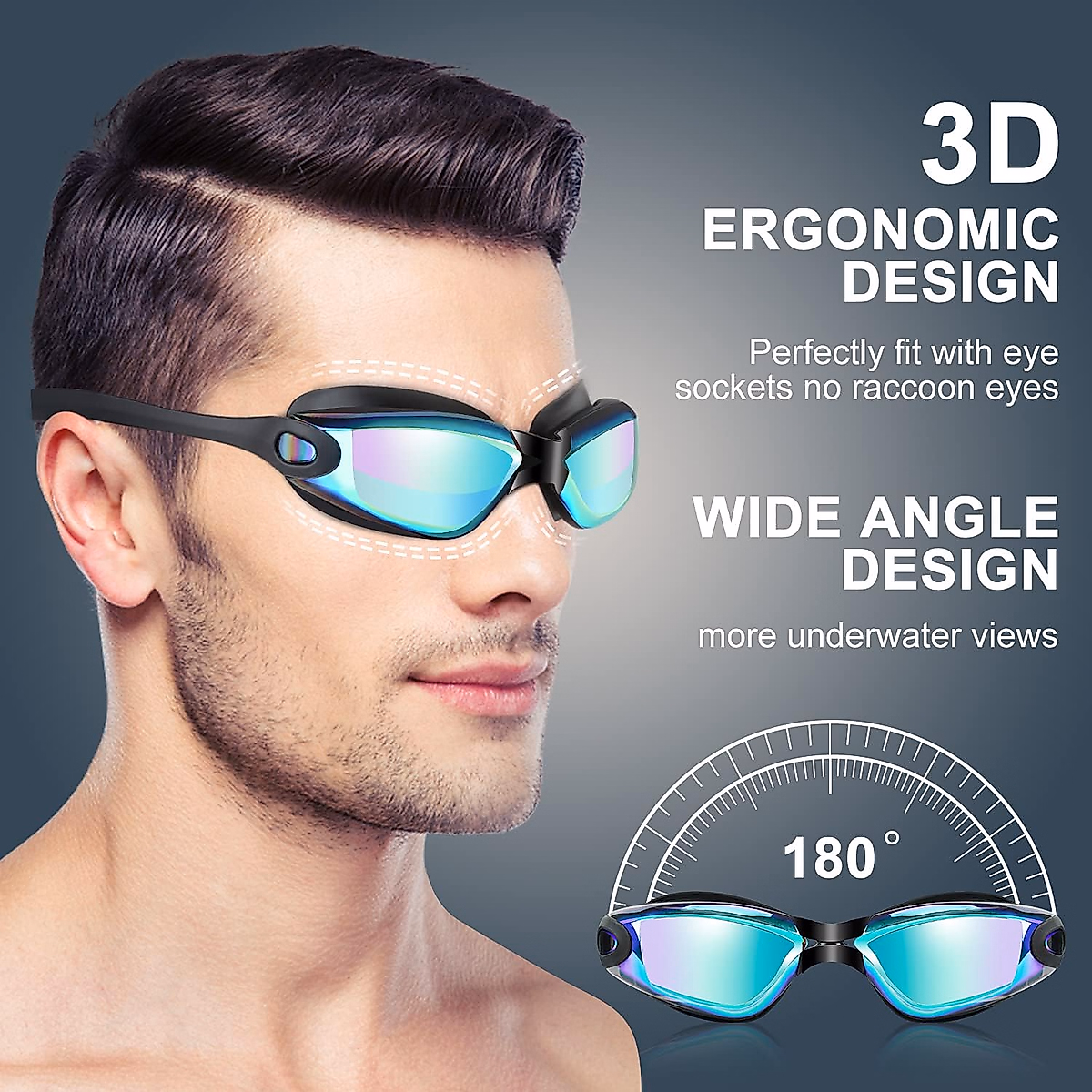 COOLOO Swim Goggles, 2 Pack Swimming Goggles for Men Women, Goggles Swimming Adult Youth Teen Kids, Anti Fog Pool Goggles