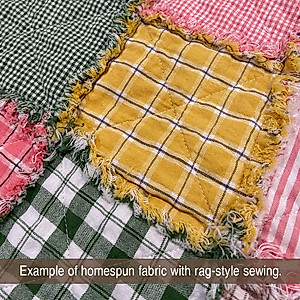 Summer Yellow 6 Cotton Homespun Plaid Fabric by JCS - Sold by The Yard