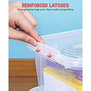 GAMENOTE Plastic Storage Bins with Lids - 5 Qt, 6 Pack Clear Small Stackable Cubby Storage Organizer Containers for Organizing (11.7 × 7.1 × 5.1 inches)