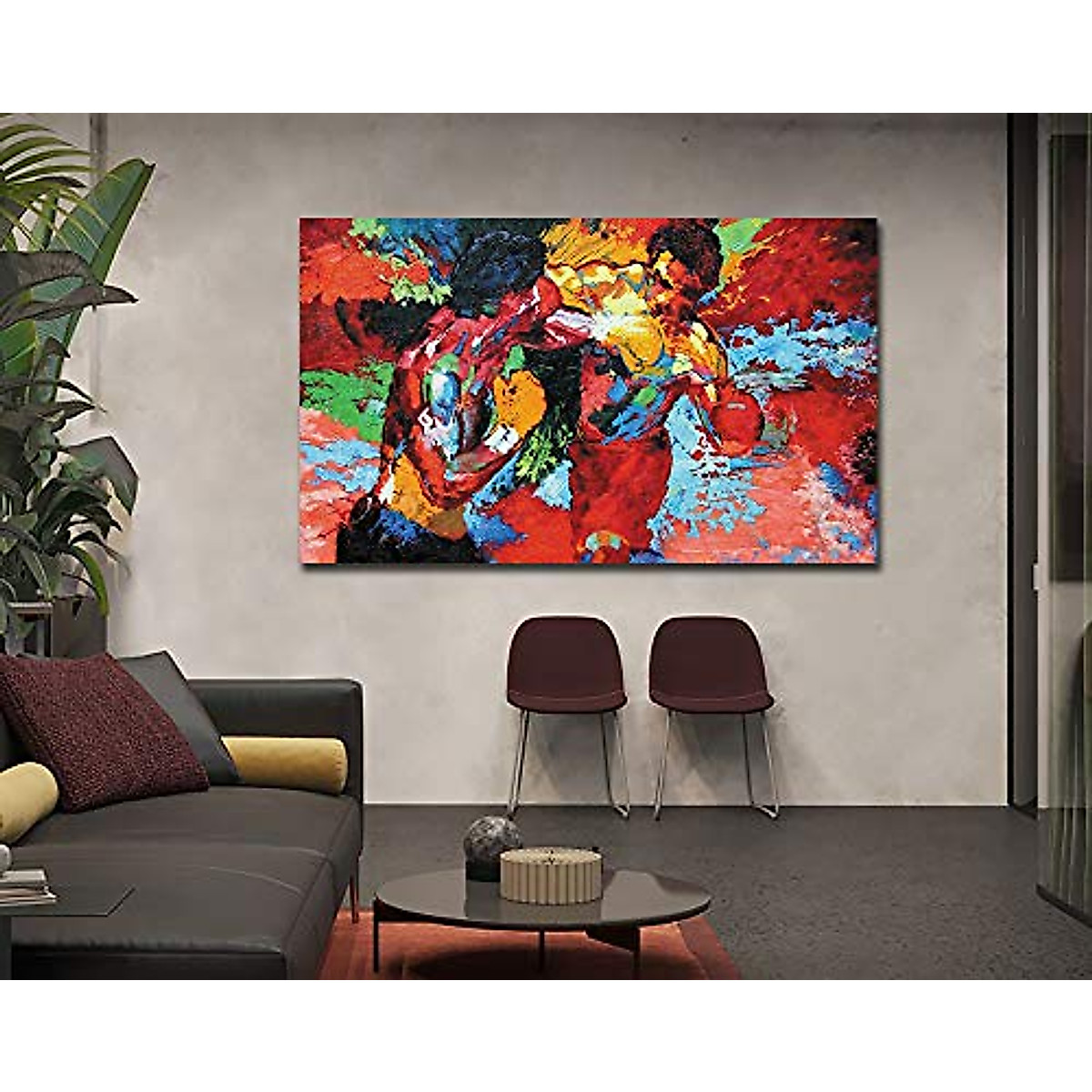 Fchen Art Boxing Poster,Boxing Sports Colorful Canvas Wall Art Movie Decor for Kitchen Wall Decor,Picture Drawing Painting Room Decor Artwork Framed and Stretched 60x90cm