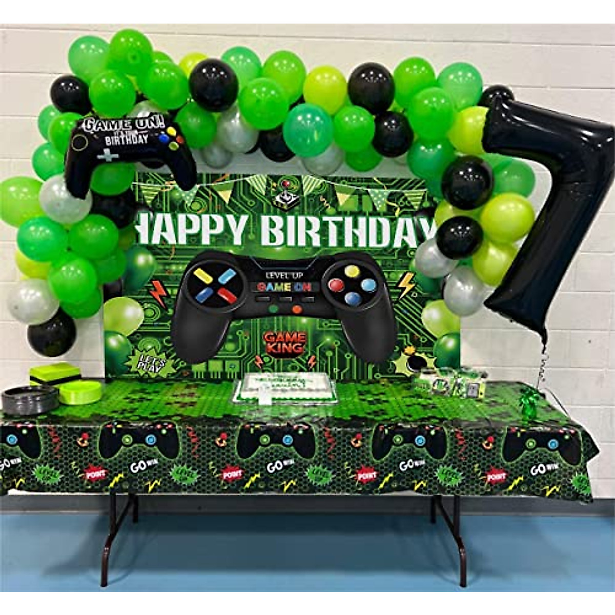 Video Game Theme Party Backdrop Video Game Happy Birthday Backdrop for Game Fans Boys Room Wall Decoration Game Party Photograph Background 7x5ft