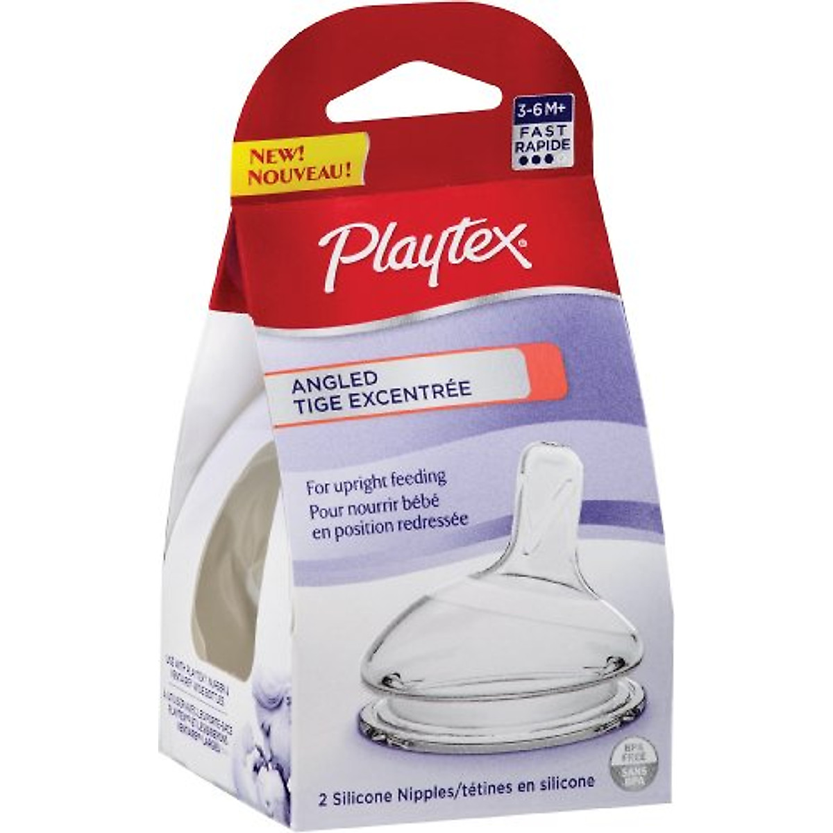 Playtex Angled Nipple, Fast Flow, 2-Count