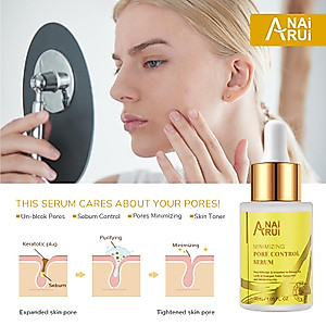 ANAI RUI Pore Minimizer Serum, Pore Minimizer for Face, Pore control,Minimizing, Shrinking, Tightening Pores, Refine Skin Texture 1 fl.oz