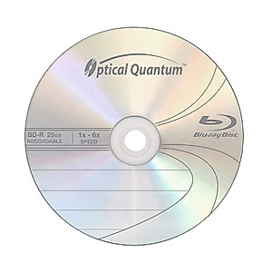 Optical Quantum OQBDR06LT-50 6X 25 GB BD-R Single Layer Blu-Ray Recordable Blank Media Logo Top, 50-Disc Spindle