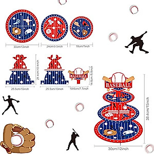 Baseball Theme Cupcake Stand 3 Tiered Baseball Cupcake Stand Sport Theme Cake Holder Baseball Player Cake Decoration for Baseball Softball Sport Birthday Party Supplies