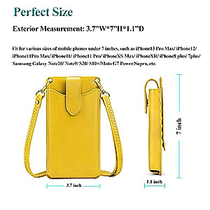 Peacocktion Small Crossbody Cell Phone Purse for Women, Lightweight Mini Shoulder Bag Wallet with Credit Card Slots (Yellow)
