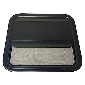 25.5" Width x 23.5" Height RV Window, Tiny House Vertical Slider W/Screen & Interior Camper Window Clamp Ring for 2" Wall Thickness Included, Teardrop Replacement Trailer Window