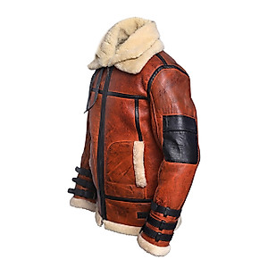 ZA Fashion Cloud Men Real RAF Aviator B3 Bomber Flight WW2 Shearling Sheepskin Jacket (XS)