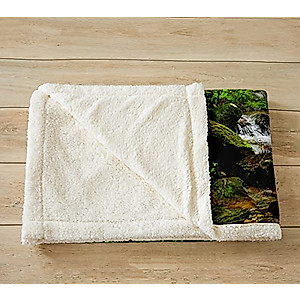 Green Nature Throw Blanket Natural Scenery Fleece Blanket 3D Trees Bed Blanket for Couch or Bed Nature Landscape Blanket Soft Warm Lightweight for Kids Adults Women Gift(40x50 Inches)