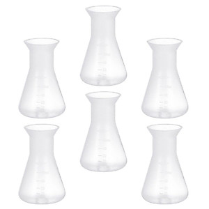 ULTECHNOVO Erlenmeyer Flask - 6pcs Plastic Conical Flask Clear Scale, 50ml Conical Flask for Lab Chemistry Students Educational Learning