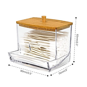 Yujanery Cotton Swab Pads Holde, Qtip Cotton Swab Dispenser, Bathroom Countertop Decorative Storage Organizer, Clear Holder for Storage 1 Pcs