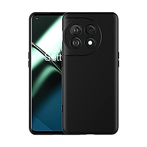 Foluu Silicone Case for OnePlus 11, Liquid Gel Rubber Bumper Case with Soft Microfiber Lining Cushion Slim Hard Shell Shockproof Protective Cover for OnePlus 11 5G 2023 (Black)