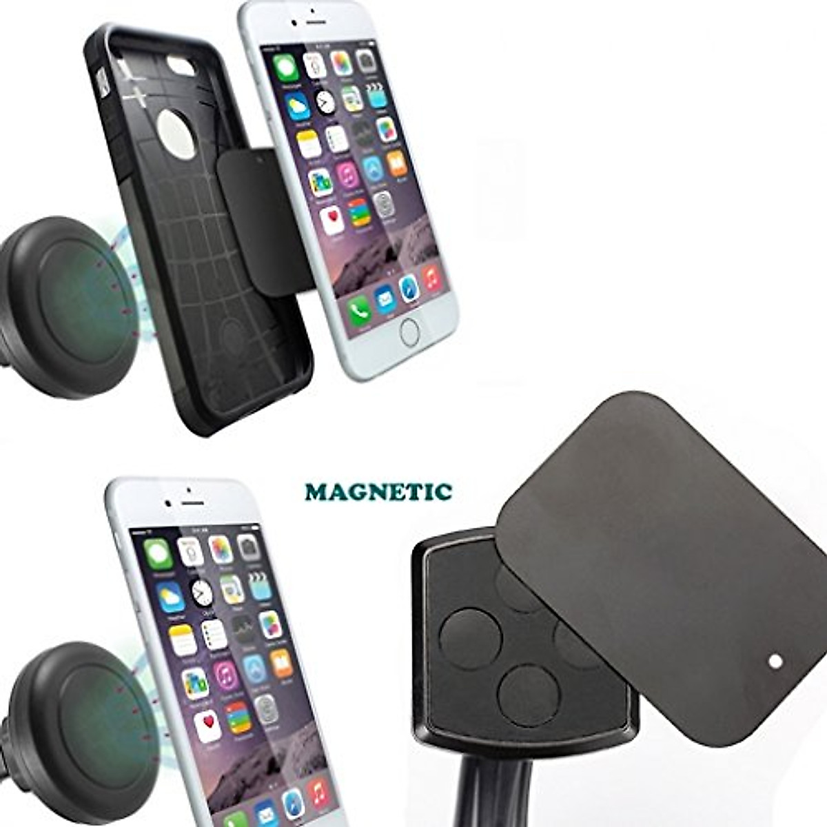 Premium Quality Magnetic Car Mount AC Air Vent Holder for iPhone 7 6 6S, Plus, SE, 5S 5C 5 4S (All Carriers Including AT&T, T-Mobile, Sprint, Verizon, Straight Talk, Unlocked)