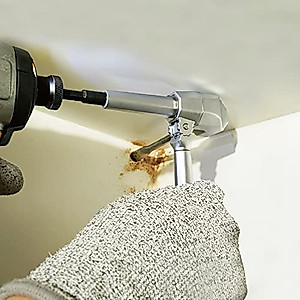 AUCO Durable Right Angle Drill Attachment, Adjustable Drill Adapter, Impact Fit, Max Torque 500 in-lbs (56.5 Nm), All Metal Body & Steel Gear, For Use with Cordless Drill and Impact Driver