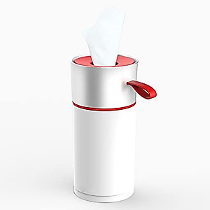 AnyCar Car Tissue Tube, Cylinder Tissue Box Round Tissues Container for Car Cup Holder 5.89'' * 2.71''(H*D), Up to 30 Count Tissue (White)