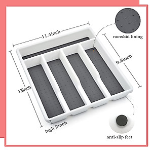 49-Piece Silverware Set with Flatware Drawer Organizer, HaWare Stainless Steel Cutlery Set with 8 Steak Knives, Modern Eating Utensils Tableware Service for 8, Mirror Polished, Dishwasher Safe