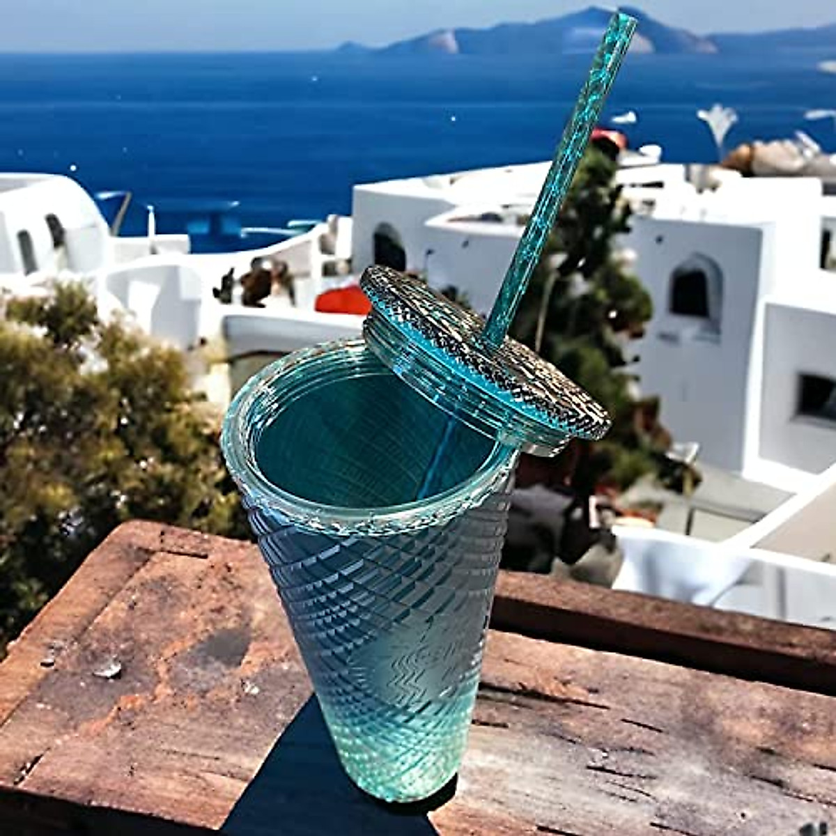 Starbucks 2023 Green Gradient Ombre Jeweled Venti Cold Cup Tumbler, 24 oz