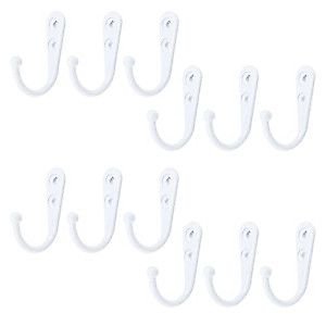 Tsnamay 10Pcs 1.65" Antique Wall Hooks,Wall Mounted Hat Hangger Hooks Robe Hook Single Coat Zinc Alloy Single Hook Coat Hook Wall Hook,White
