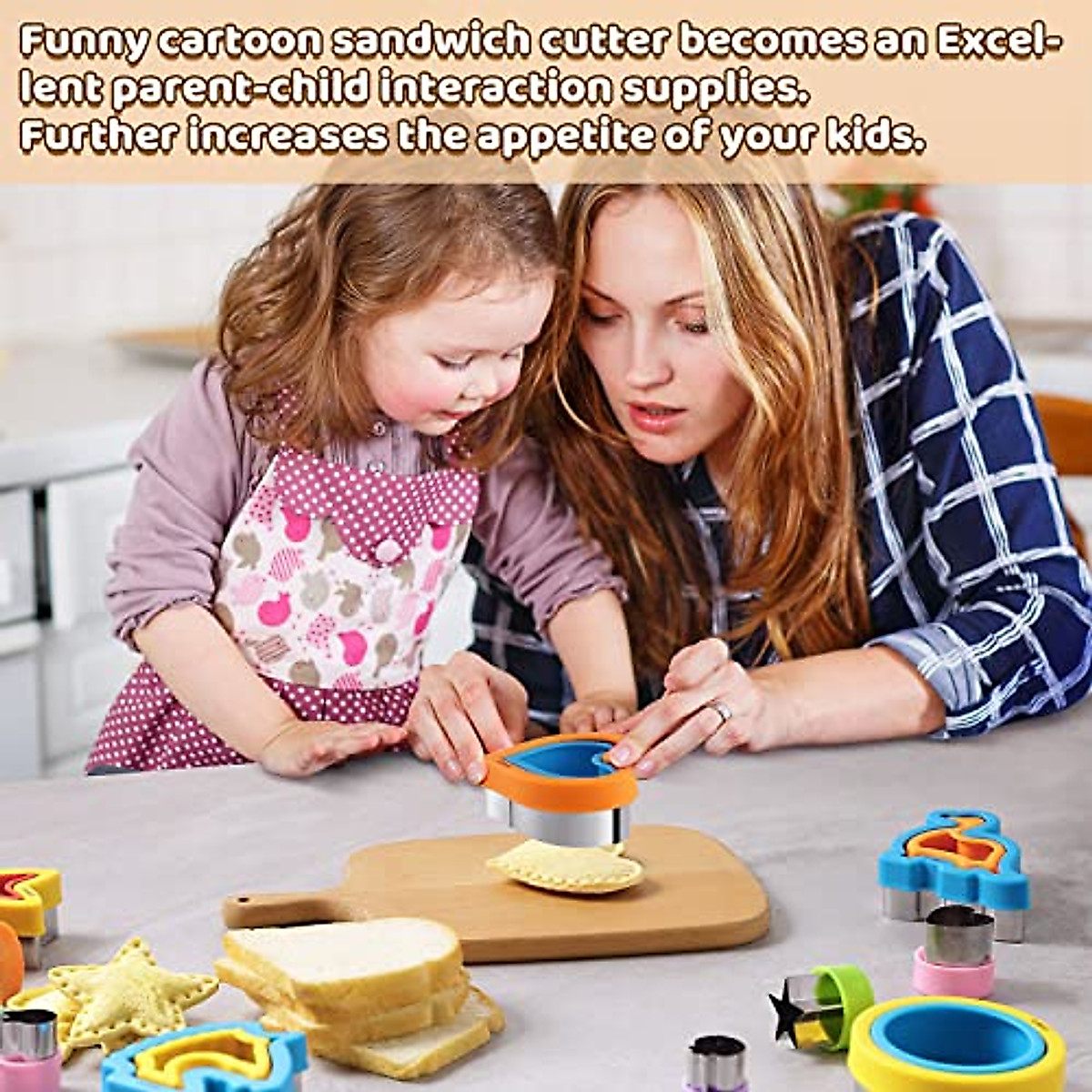 TUNIKO 31PCS Kids Sandwich Cutter and Sealer Set, Uncrustables Sandwich Shape Maker, DIY Cookie&Pie Mold for Kids, Fruit Vegetable Shape Cutters for Boys Girls School Bento Lunch Box,Bread Shape