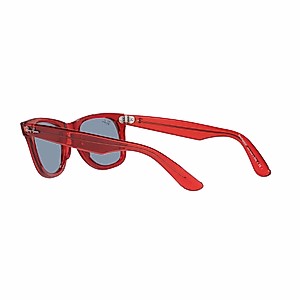 Ray-Ban RB2140 Original Wayfarer Colorblock Square Sunglasses, Transparent Red/Blue, 50 mm