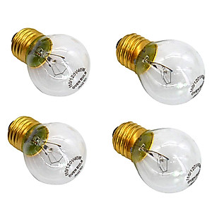 haraqi 4 Pack E27 E26 G45 120 Volt 40 Watt Oven Bulb,High Temperature 300 Degree Resistant Incandescent Bulbs,Brass Base Clear Glass Oven Bulb