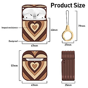 AIGOMARA Brown Case for Cute Stripe Non-Slip Edge Magnetic Closure Design Shockproof Protective Hard Cover for 1&2 Charging with Lanyard Buckle (Brown Love Heart)