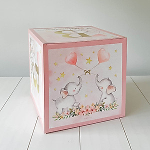 Kate Aspen Boxes with Letters for Baby Shower Decoration Little Peanut, One Size, Pink Elephant