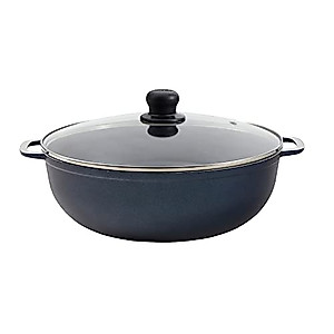 IMUSA USA Nonstick Caldero with Glass Lid, Blue 24cm