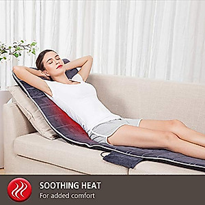 COMFIER Full Body Massage Mat with Heat, Chair Pad with 10 Vibration Motors & 2 Therapy Heating pad with auto Shut Off,Heated Massage Mattress Pad for Back,Gray