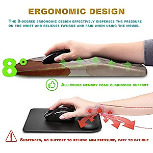 Ergonomic Mouse Pad with Wrist Rest Support, Massage Design Mouse pad Relief Carpal Tunnel Pain, Entire Memory Foam Non-Slip Mouse Pad, Computer Mouse Pads for Wireless Mouse Pad, Cool Boho Stone