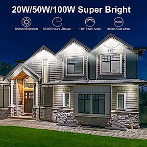Paideste 2 Pack 20W LED Flood Light Outdoor, 2000LM LED Work Light, IP65 Waterproof Outside Floodlight 6000K Daylight White Super Bright Security Light Fixture for Backyard, Garden, Garage, Playground