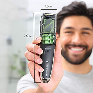 Remington Vacuum Beard Trimmer, 11 Setting Adjustable Length Comb (2-18mm), Vacuum Trimmer for Beard, Mustache, and Stubble, Rechargeable Lithium Power, Washable, Removable Blades