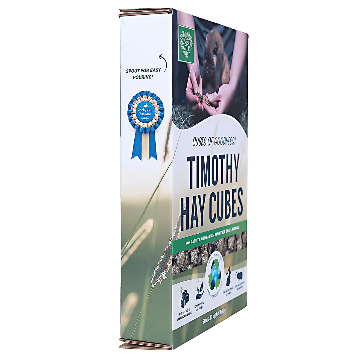 Small Pet Select - Straight Timothy Hay Cubes - 100% All Natural Timothy Hay, Not Blended - Delivered Fresh, Guarantee, (5 lb)