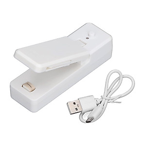 Portable Mini Bag Sealer, with Magnet USB Charging Plastic Bag Sealing Machine for Snacks Chips Fresh Storage Home Kitchen Use (White)