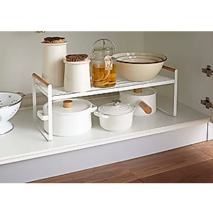 YAMAZAKI home Wired Organizer Rack-Kitchen Storage Shelves, One Size, White - 3803