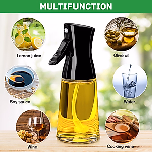 Oil Sprayer for Cooking, 180ml Glass Olive Oil Sprayer Bottle with Brush,Thick Glass, Large Range, Strong Spray Force, Olive Oil Spray Bottle for Cooking, Kitchen Gadgets Accessories for Air Fryer