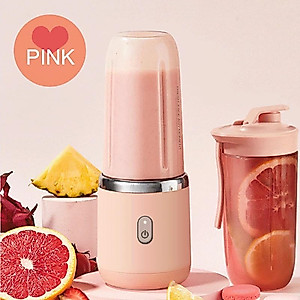 Compact Travel Kitchen Electric Blender: Mini Mixer, Juicer Machine & Smoothie Maker with Portable Blender Cup Bottle for Fresh Fruit Juice (Pink)