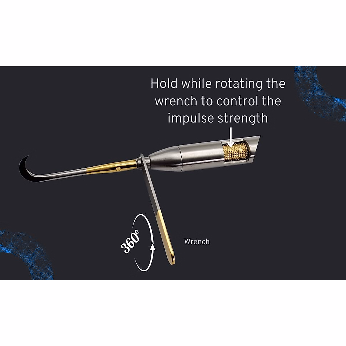 Dental Automatic Crown Remover Gun Type Spring Loaded with 4 Tips and Adjusting Wrench