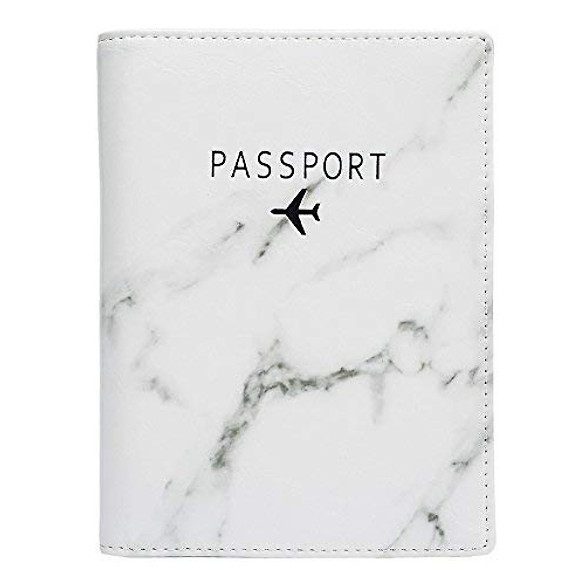 Leotruny Passport Holder Cover Waterproof Rfid Blocking Travel Wallet Case (White Marble)