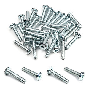 MroMax 40Pcs M6 x 30mm Flat Head Hex Socket Cap Screws Bolts, Blue Zinc Plated Carbon Steel Full Thread Furniture Screws for Assemble Cabinets, Baby Beds, Tables and Chairs