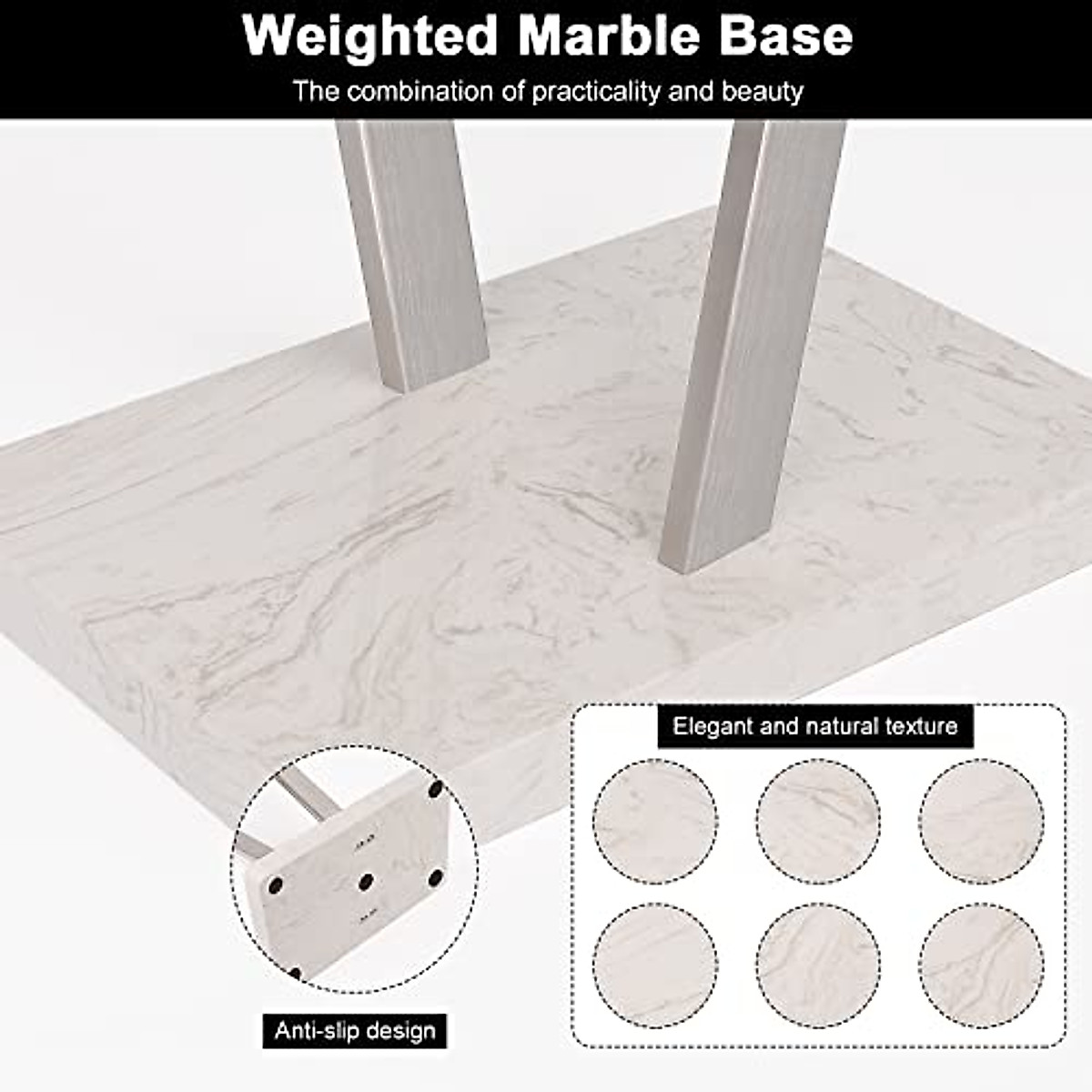 Winmien Freestanding Towel Rack for Bathroom, SUS 304 Stainless Steel Towel Holder with Marble Base for Bathroom Floor, Pool, 2-Tier (Brushed Nickel)