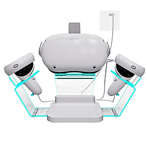 HiBloks Charging Station for Oculus Quest 2 & HiBloks Cooling Fan Face Cover for Meta/Oculus Quest 2 Accessories