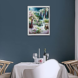 YWKJDDM 5D Diamond Painting Kits for Adults, DIY Diamond Art Kits Full Drill Painting Rhinestone Embroidery Pictures Cross Stitch Arts Crafts for Beginner Home Wall Decor 12x16 Inches(Cherry Tree)