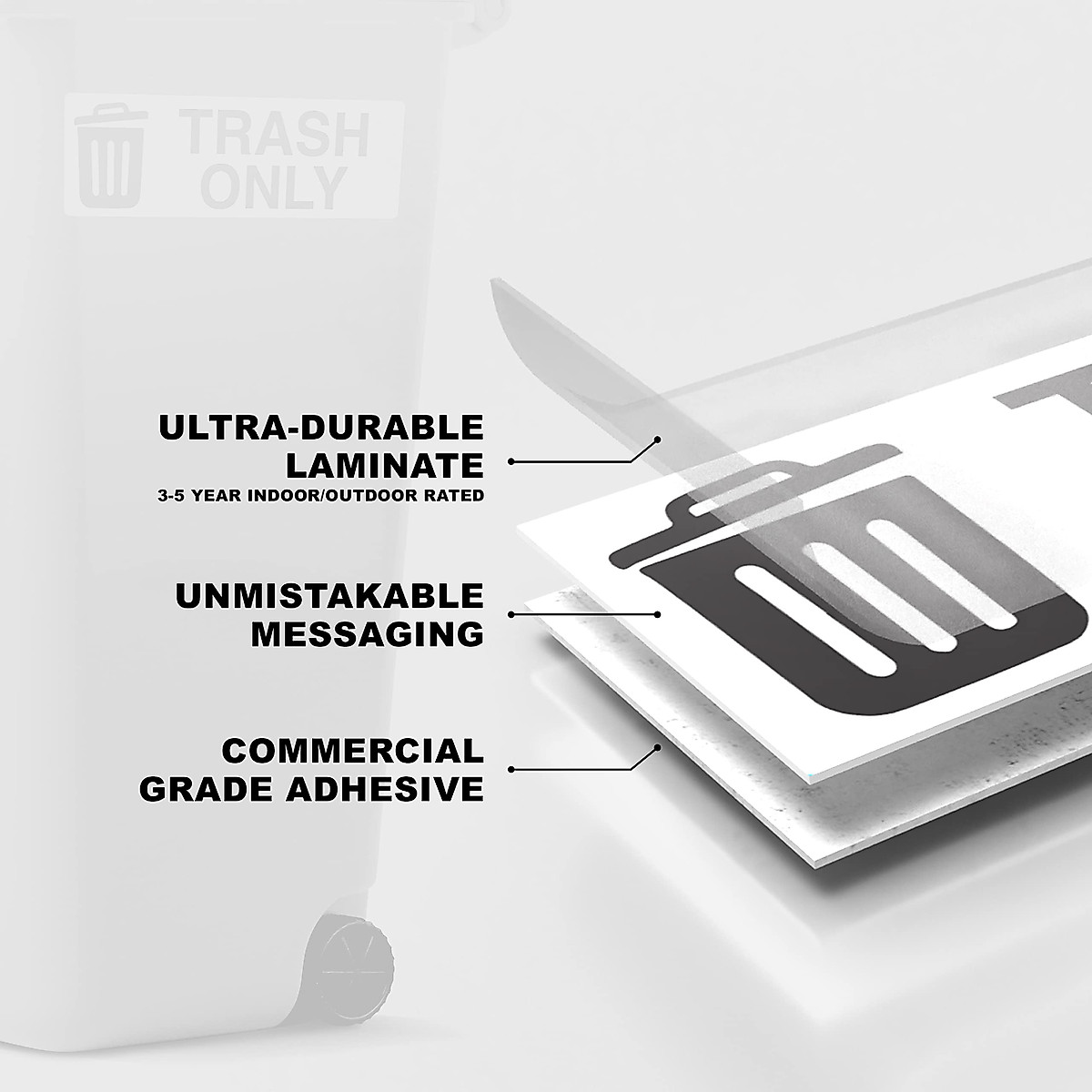 Recycle Trash Compost Sticker Set – Heavy-Duty Trash Bin Labels - 3-5 Year Indoor/Outdoor Rated - Weather Proof, Ultra Durable - USA Made (6x2 inch), 2 Labels of Each, 6 Total